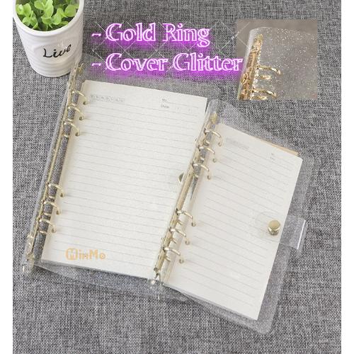 Jual A5 A6 PREMIUM Binder Gold Ring dengan Cover Glitter yang Elegant ...