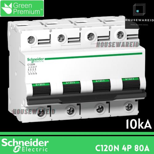 Promo MCB 4p 80a 4 Phase 80 Ampere 10kA Schneider C120N A9N18372 ...