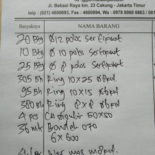 Jual PO besi beton bondek 070 7/9/22 - Jakarta Timur - Besi Permata ...