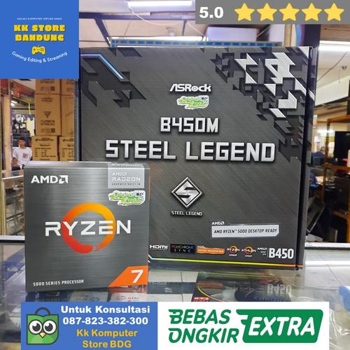 Jual PAKET PROCESSOR AMD RYZEN 7 5700G + MB ASROCK B450M STEEL LEGEND ...
