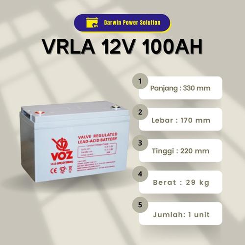 Jual BATERAI SOLAR PANEL VOZ 12V 100 AH SHORT - AKI SOLAR CELL UPS BTS ...
