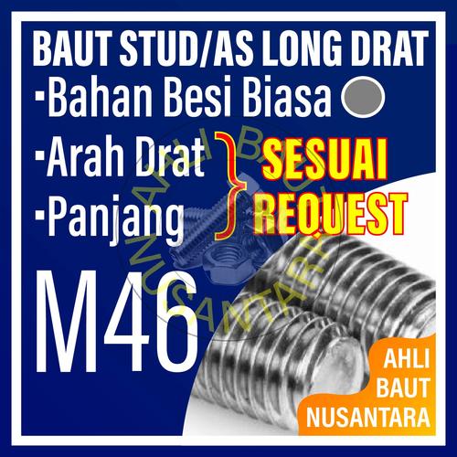 Jual Baut Stud Bolt M46 M47 M48 M49 M50 M51 M52 M53 M54 Asdrat As Long Drat - Besi Baja, 1.8 ...