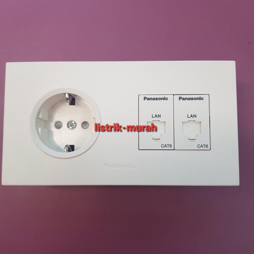 Jual Panasonic WESJP11212W WEJ24886 (2) Stop Kontak + Data Cat6 (2 ...