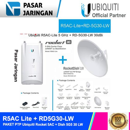 Jual Paket PTP Ubiquiti Rocket 5AC + Dish 5G5 30 LW / R5AC Lite ...