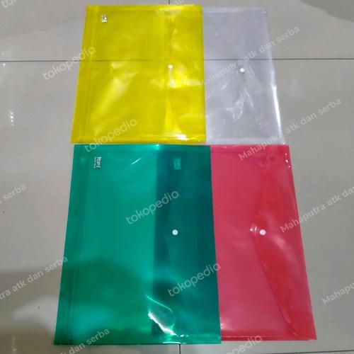 Jual Map Plastik kancing/ Map Transparan Polos - Biru - Kota Malang ...