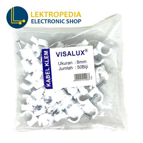 Jual Klem Visalux 8mm isi 50 pcs Kabel Clip no 8 mm Paku Beton Listrik ...