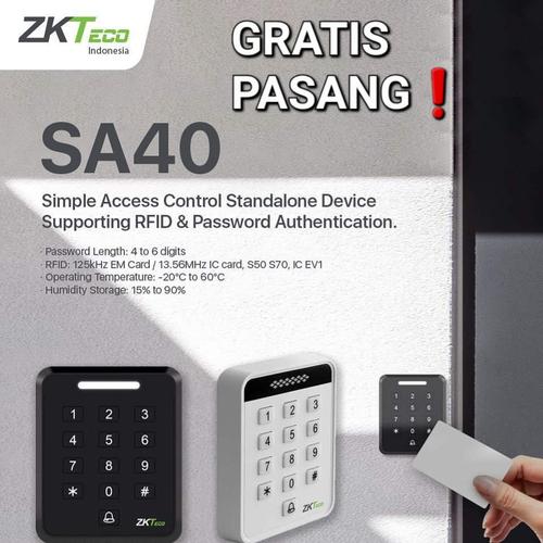 Jual PAKET ZKTECO SA40 AKSES DOOR / AKSES PINTU / ACCESS CONTROL RFID & PIN - Putih - Jakarta ...