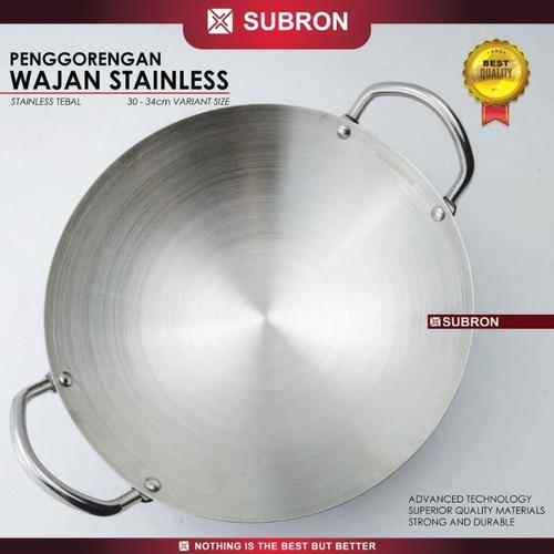 Jual Subron Wajan Besar Stainless 40 cm Kuali Wok Tebal Penggorengan ...
