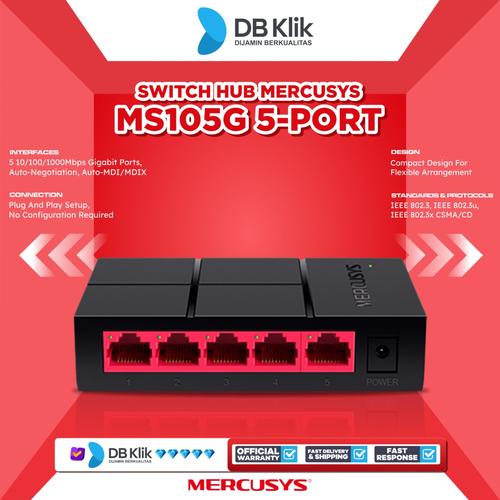 Jual Switch Hub MERCUSYS MS105G 5-Port Gigabit 10/100/1000Mbps ...