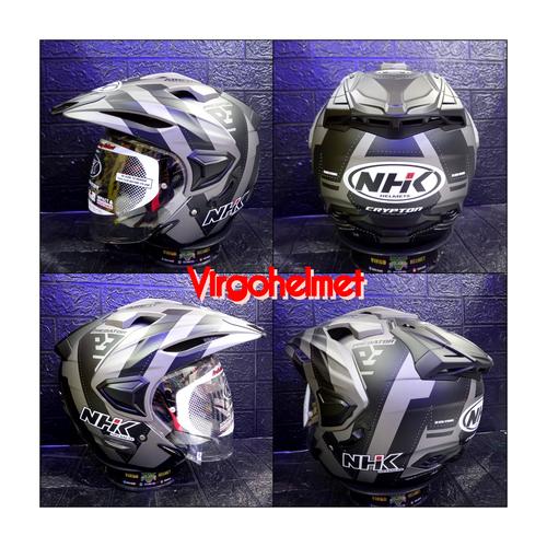 Jual HELM NHK PREDATOR CRYPTON GREY DOFF BLACK ORIGINAL SNI DOT - M ...