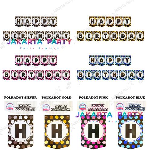 Jual Banner Happy Birthday Polkadot #2 / Bunting Flag HBD / Party Flag ...