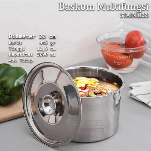 Jual Baskom Wadah Makanan Multifungsi Stainless Basin 14-16-18 cm - 20 ...