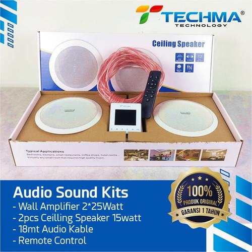 Promo TECHMA TCM-WA225K WALL AMPLIFIER 2*25W with 2 Ceiling Speaker ...