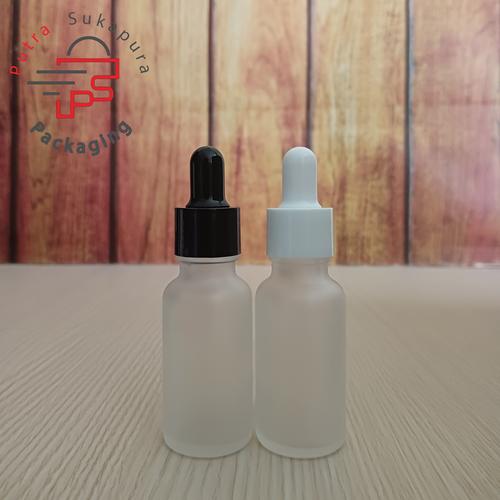 Jual botol kaca pipet 20ml frosted natural/botol serum 20ml/ring smooth ...