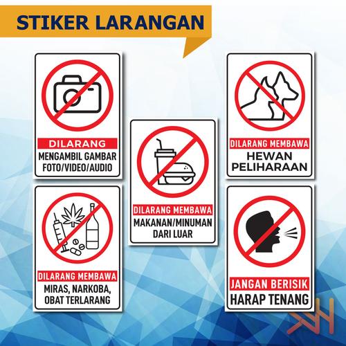 Jual Sticker Larangan Dilarang Membawa Makanan Mengambil Gambar Berisik ...