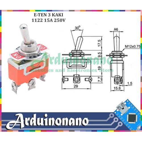 Jual Saklar Toggle Switch DPDT E-TEN 3 Kaki 1122 15A 250V (On-Off-On ...