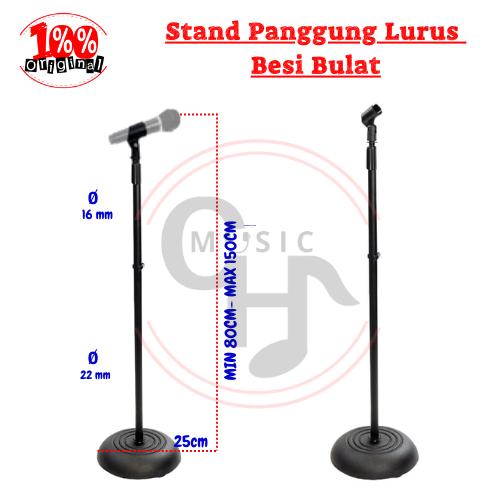 Jual Microphone Stand Stand Mic Panggung Bulat Full Besi Hitam ...