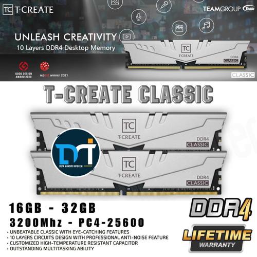 Promo Team T Create CLASSIC DDR4 16GB 32GB 64GB PC25600 3200Mhz - Dual ...