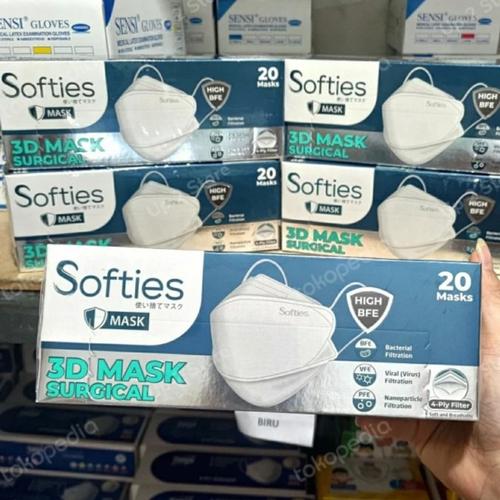 Jual Masker Softies 3D Mask Surgical 4ply isi 20pcs Makser Medis 4lapis ...