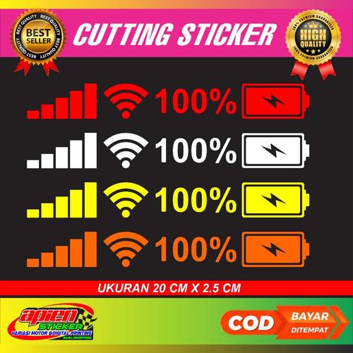 Jual Stiker Mobil/Motor Cutting Sticker Sinyal WIFI/HP Battery - Putih ...