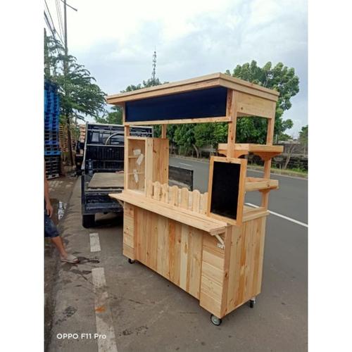 Jual Gerobak Jualan Stand Booth Kayu Jati Belanda Full free papan menu ...