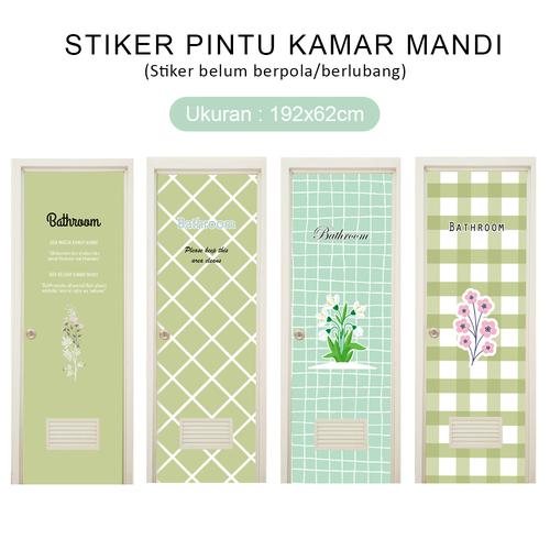 Promo Sticker pintu kamar mandi tema hijau mint - SKM65, Bathroom - Kab ...