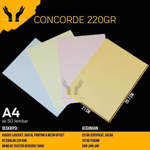 Jual Kertas Concorde A4 220gr isi 50 lembar / Kertas Sertifikat - Putih ...