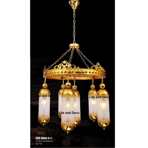 Jual LAMPU GANTUNG CHANDELIER MEWAH GOLD KRISTAL TABUNG 6 LAMPU ...