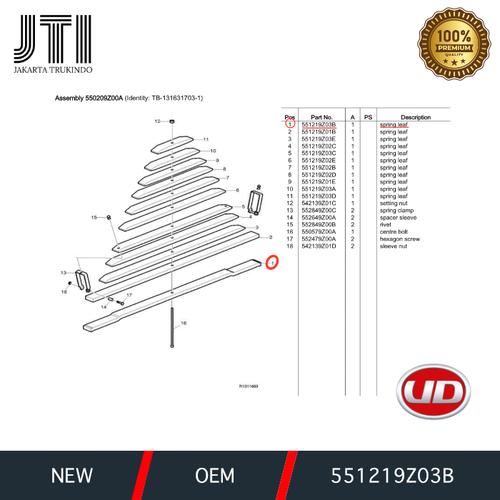 Jual LEAF SPRING PER DAUN BELAKANG UD TRUCKS QUESTER CWE 280 551219Z03B ...