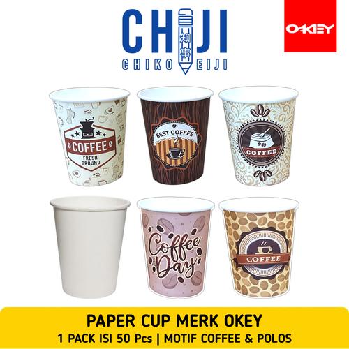 Jual paper cup polos dan motif | gelas kertas kopi tahan panas | merk okey - POLOS, 6.5 Oz / 195 ...