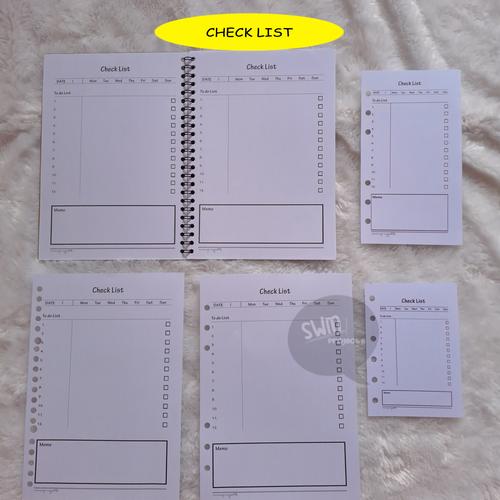 Jual check list - isi binder refill loose leaf B5 A5 A6 A7 planner ...