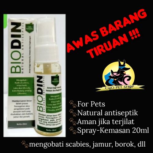 Jual BIODIN SPRAY 20 ML Obat Kucing Anjing Anti Jamur Luka Scabies ...