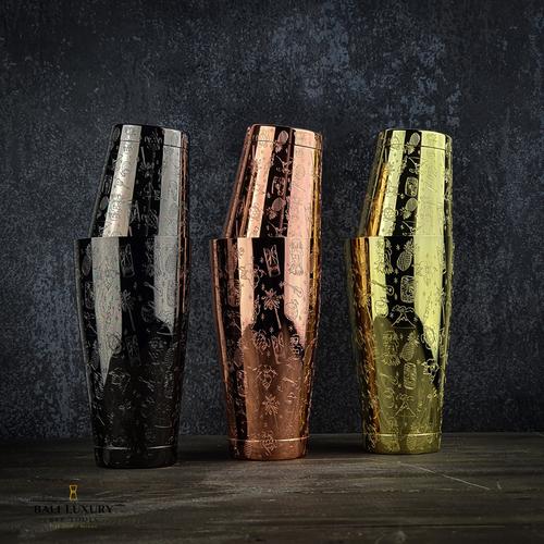 Jual Double Tin Shaker Tiki Hawaiian pattern Plated - Silver - Kota ...