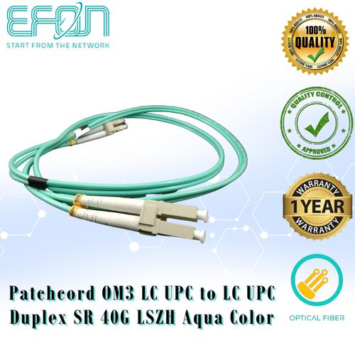 Jual Patchcord OM3 LC UPC to LC UPC Duplex 50/125Um SR 40G Aqua Color 2 ...