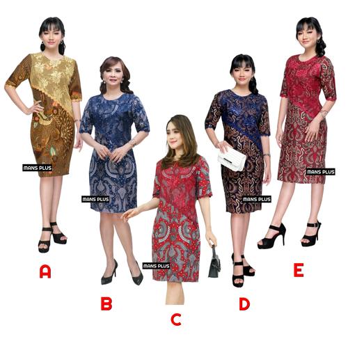 Jual Dress Batik Wanita Jumbo 4L-5L Modern Kombinasi Brokat Big Size ...
