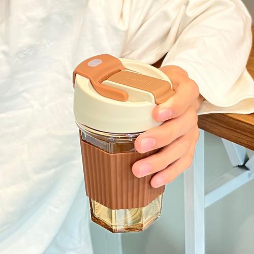 Jual COFFEE TUMBLR KACA ANTI BOCOR AESTHETIC / GELAS KOPI KACA ...