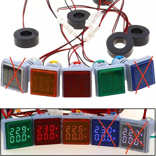 Jual Pilot Lamp LED V+A Meter Digital Volt Ampere 1-100A 22mm 220 VAC ...