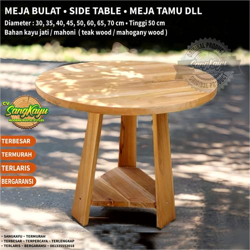 Jual Meja sudut minimalis Coffee table meja bulat kayu meja tamu meja ...