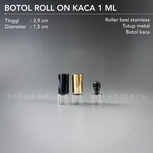 Jual Botol Roll On Mini 1ml Kaca - Bola Roller Besi Stainless Tutup ...