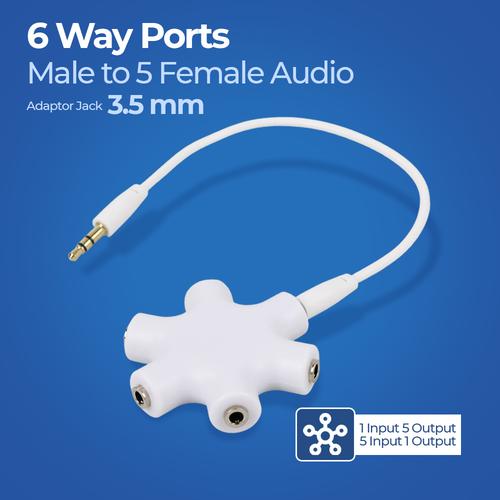 Jual Jack Splitter Earphone 6 Way Port Male To 5 Female Audio - Hitam ...