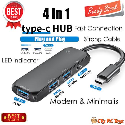 Jual Type C USB Hub 4 in 1 Easy Connection Plug & Play USB Extension ...