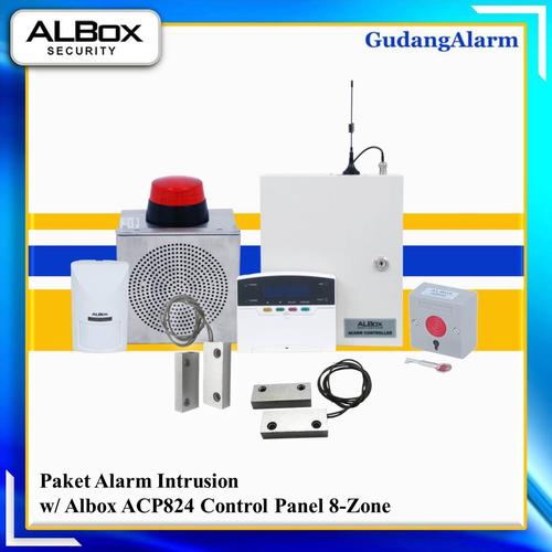 Jual Paket Alarm Albox with Control Panel 8 Zone ACP824 Security Alarm ...