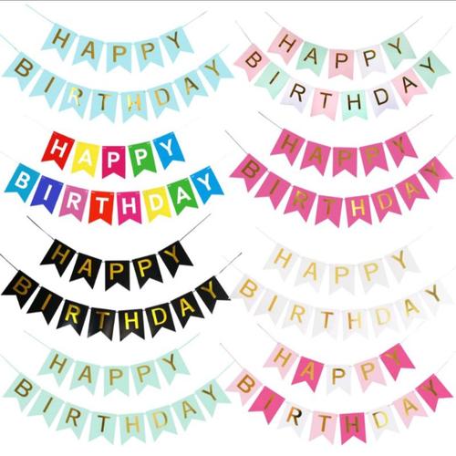Jual Banner Bendera Happy Birthday / Backdrop Bendera Ulang Tahun Warna ...