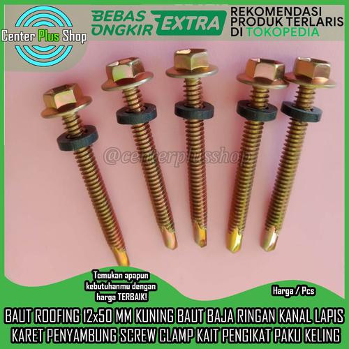 Jual BAUT ROOFING 12x50 MM KUNING BAUT BAJA RINGAN KANAL LAPIS KARET ...