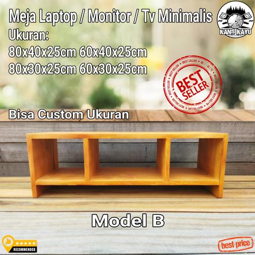 Jual Meja laptop stand monitor tv minimalis kayu solid P60-80xL30-40xT25 -B - 60x30x25cm, kayu ...