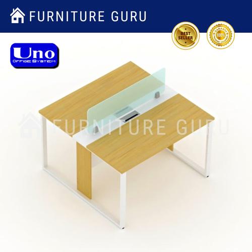 Jual UNO Meja Kerja Hadap 2 Staff Kantor Kaki Besi Putih UOD 7011 QBIC ...