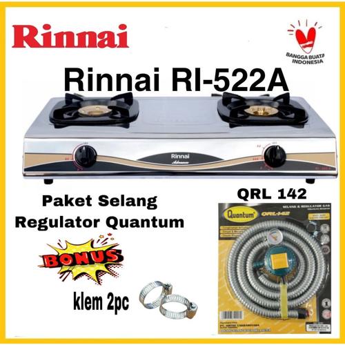 Jual Paket Kompor Gas Rinnai RI-522A Bonus Selang Regulator Quantum QRL ...