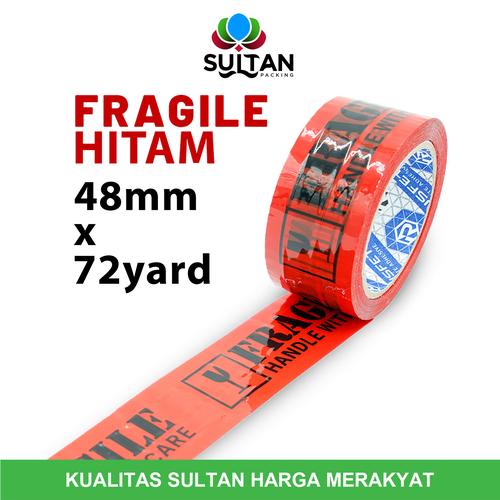 Jual Lakban Fragile Hitam 48mm x 72yard Satuan Plakban Isolasi Solatip ...