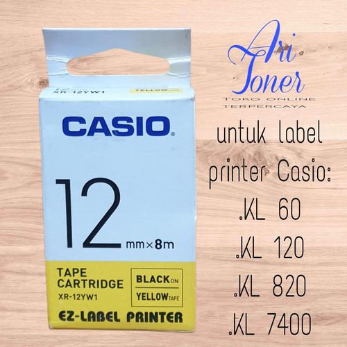 Jual EZ Label Tape Catridge Casio XR-12YW1 Balck On Yellow 12mm ...