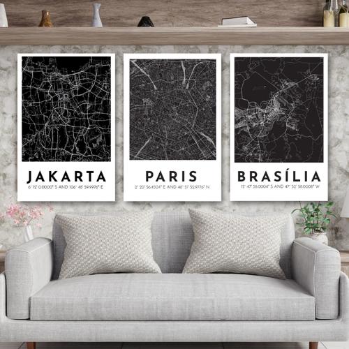 Jual Hiasan DInding City Map Poster dekorasi gambar rumah kota cafe ...